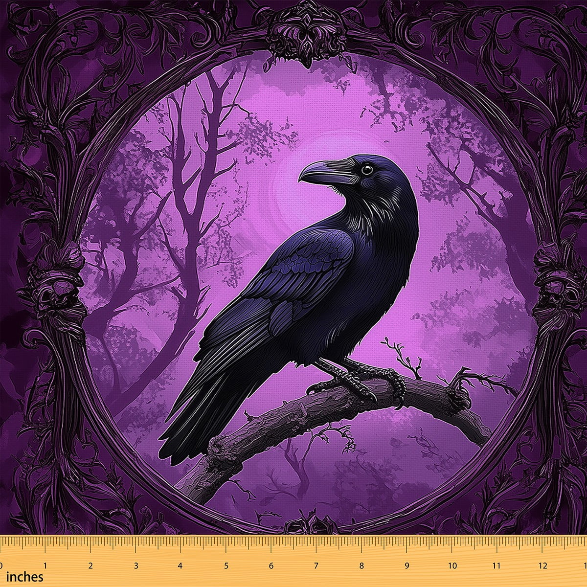 Feelyou Girl Western Halloween Fabric by the Yard 3 Yards, Magical Crow ...