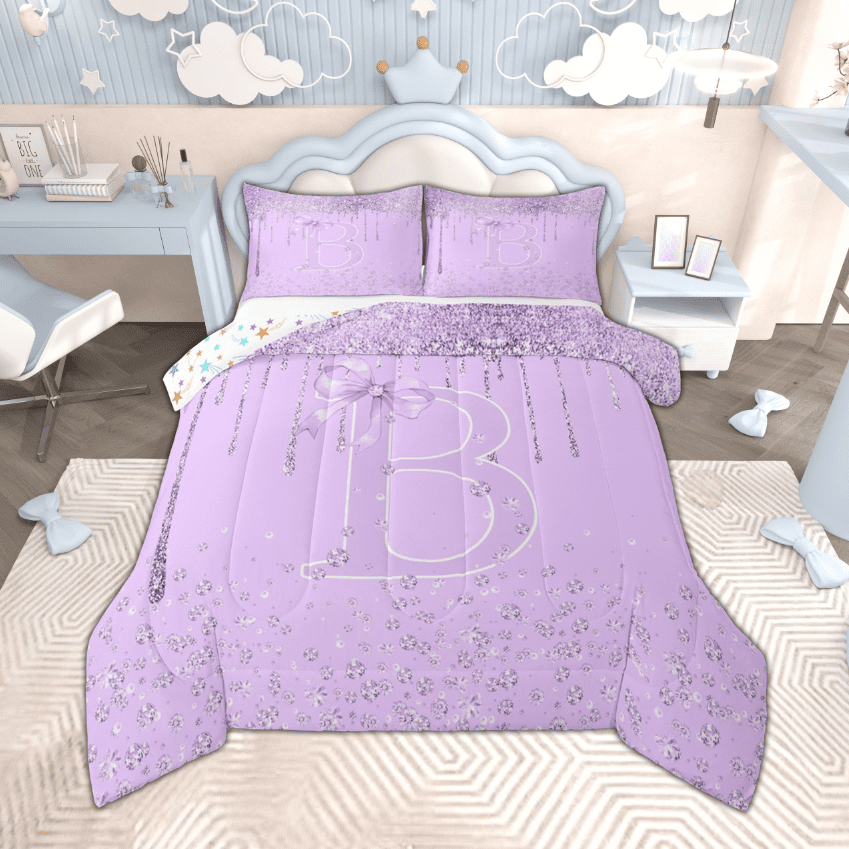 Feelyou Girls Monogrammed Queen Comforter Set, Personalized Initial B ...
