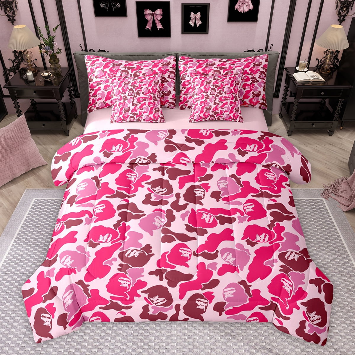 Feelyou Girly Pink Camo Twin Bedding Sets 7-Piece for Kids, Rustic ...