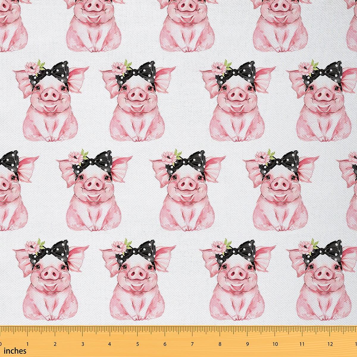 Feelyou Girly Pink Pig Fabric by the Yard 2 Yards, Kawaii Bowknot ...