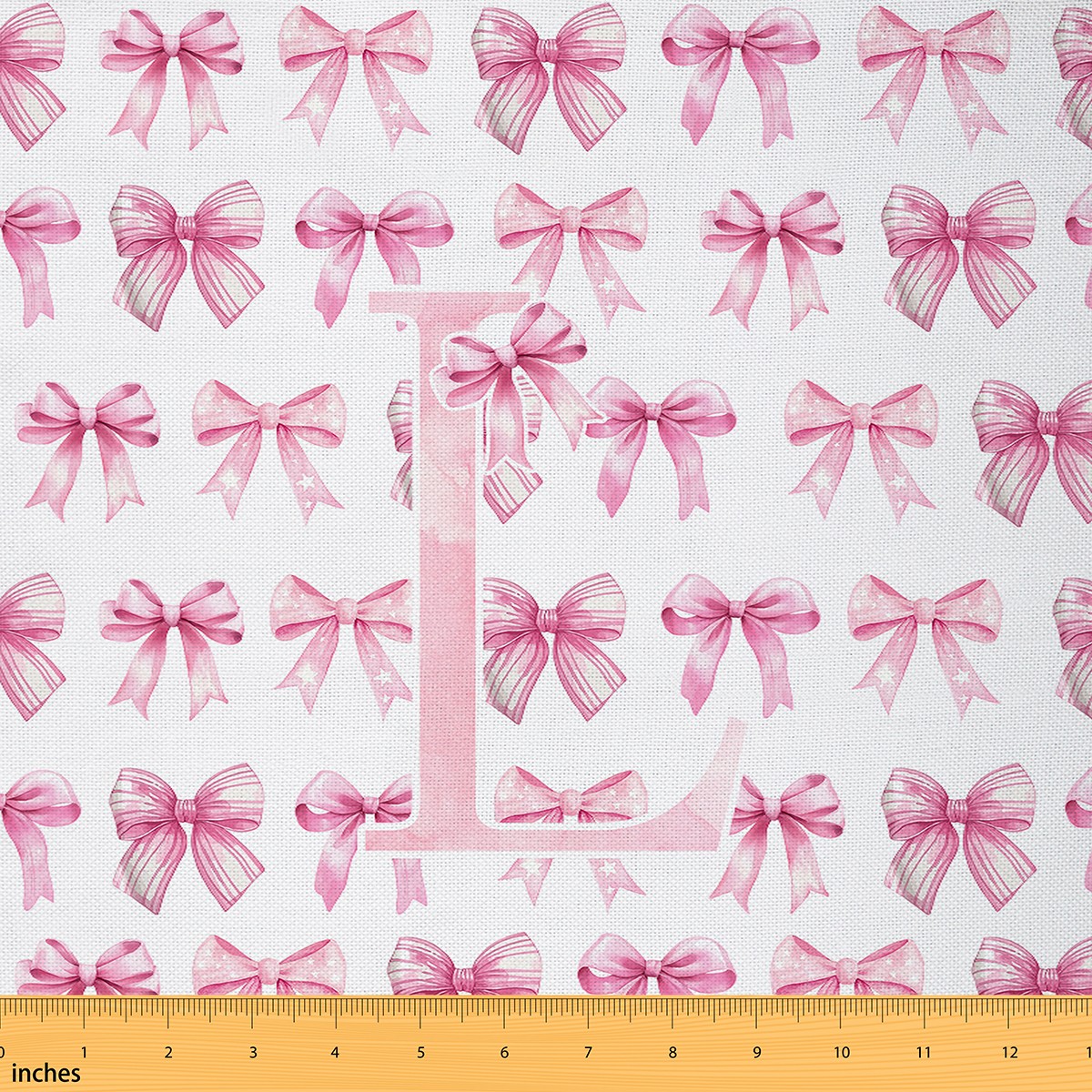 Feelyou Girly Pink Ribbon L Fabric by the Yard 1 Yard, Initial Letter A ...