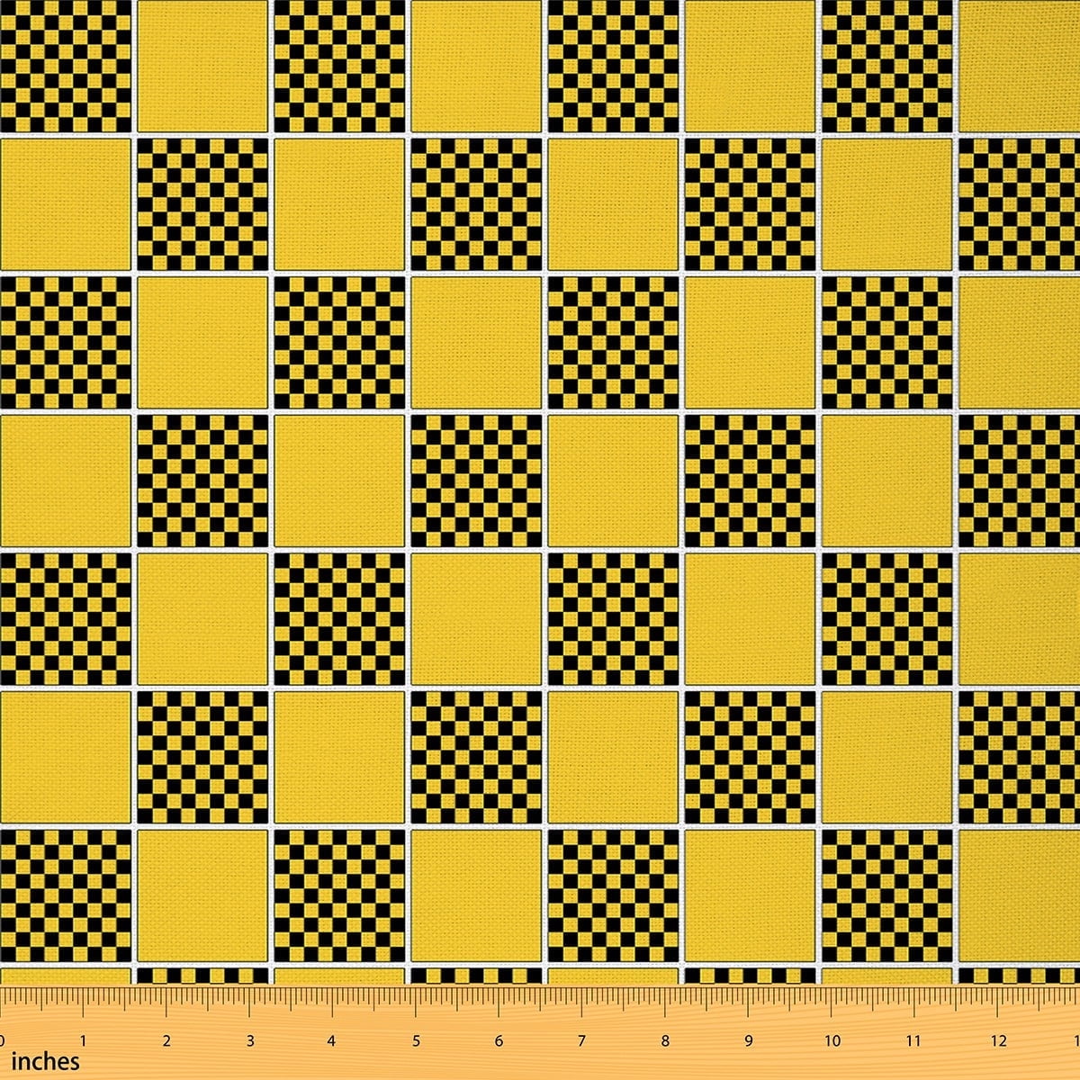 Feelyou Girly Yellow Checkered Fabric by the Yard 2 Yards, Abstract ...