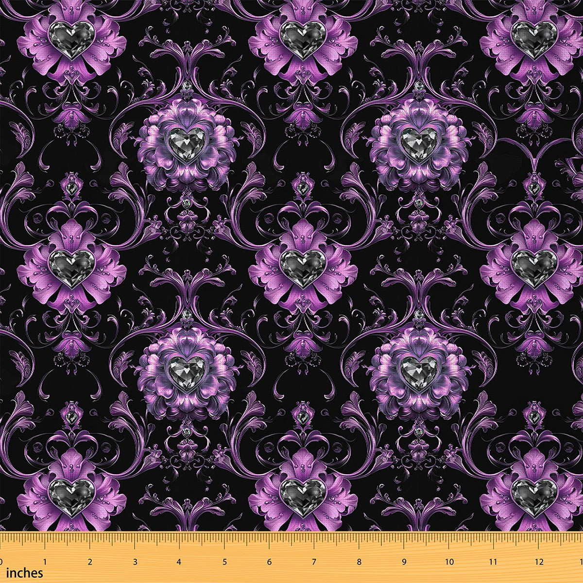 Feelyou Glitter Diamond Fabric by the Yard 10 Yards, Damask Floral ...