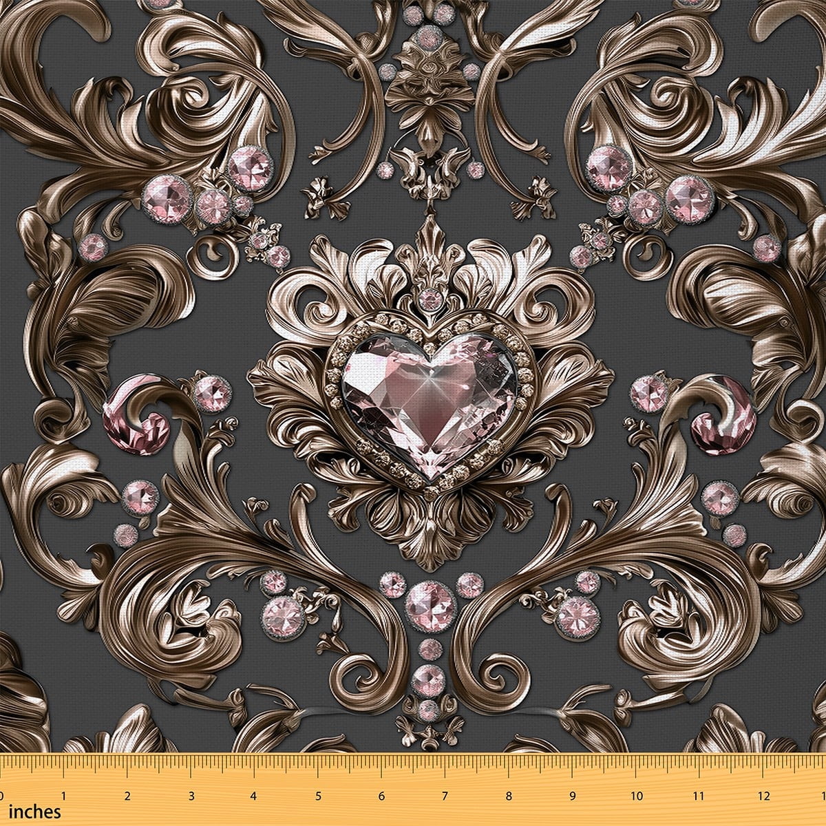 Feelyou Glitter Diamond Fabric by the Yard 2 Yards, Damask Floral Print ...