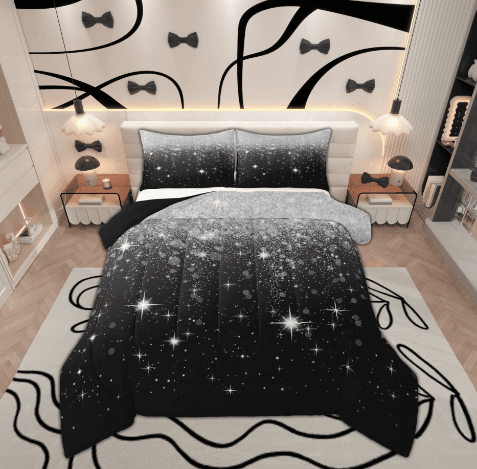 Feelyou Glitter Sequin Print Full Size Comforter Sets for Female ...