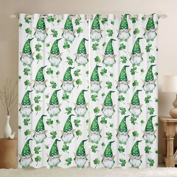 Feelyou Gnome Shamrock Curtains Pack of 2 (52x84 Each), Seasonal ...