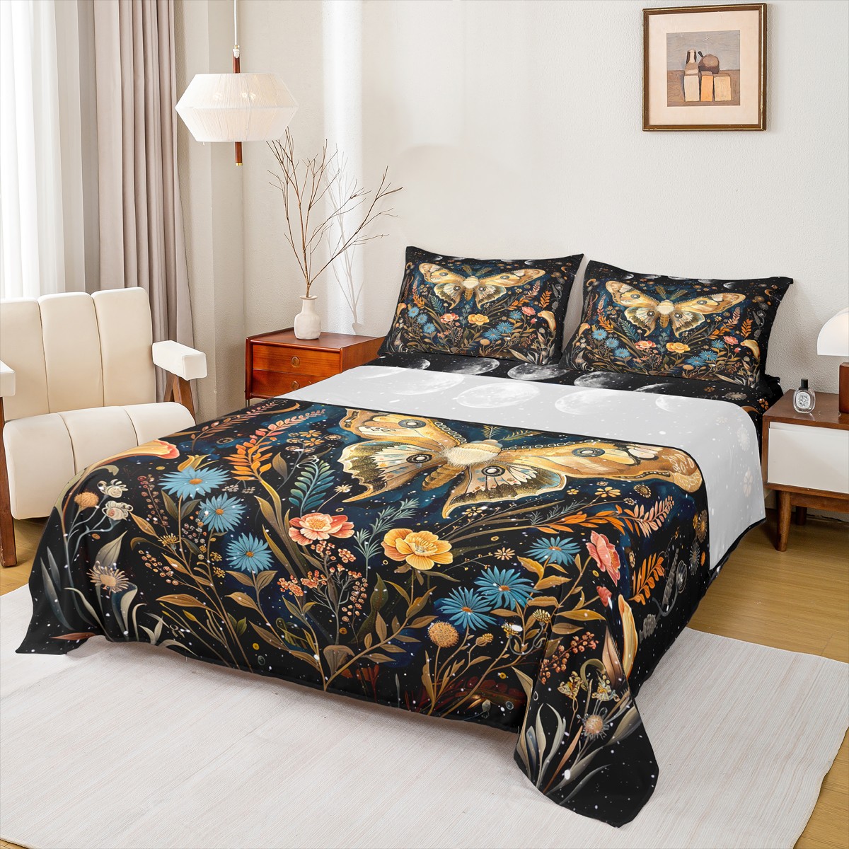 Feelyou Gold Aesthetic Butterfly Twin Sheet Sets, Garden Flower Twin ...