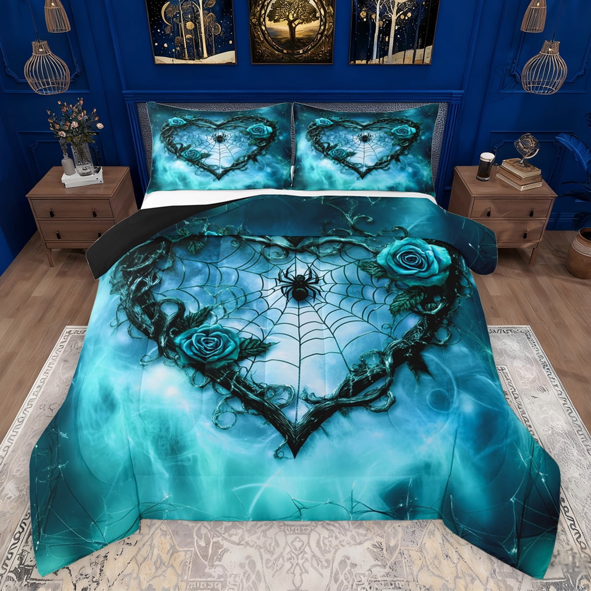 Feelyou Gothic Romantic Spider Queen Comforter Set, Love Heart Thorny ...