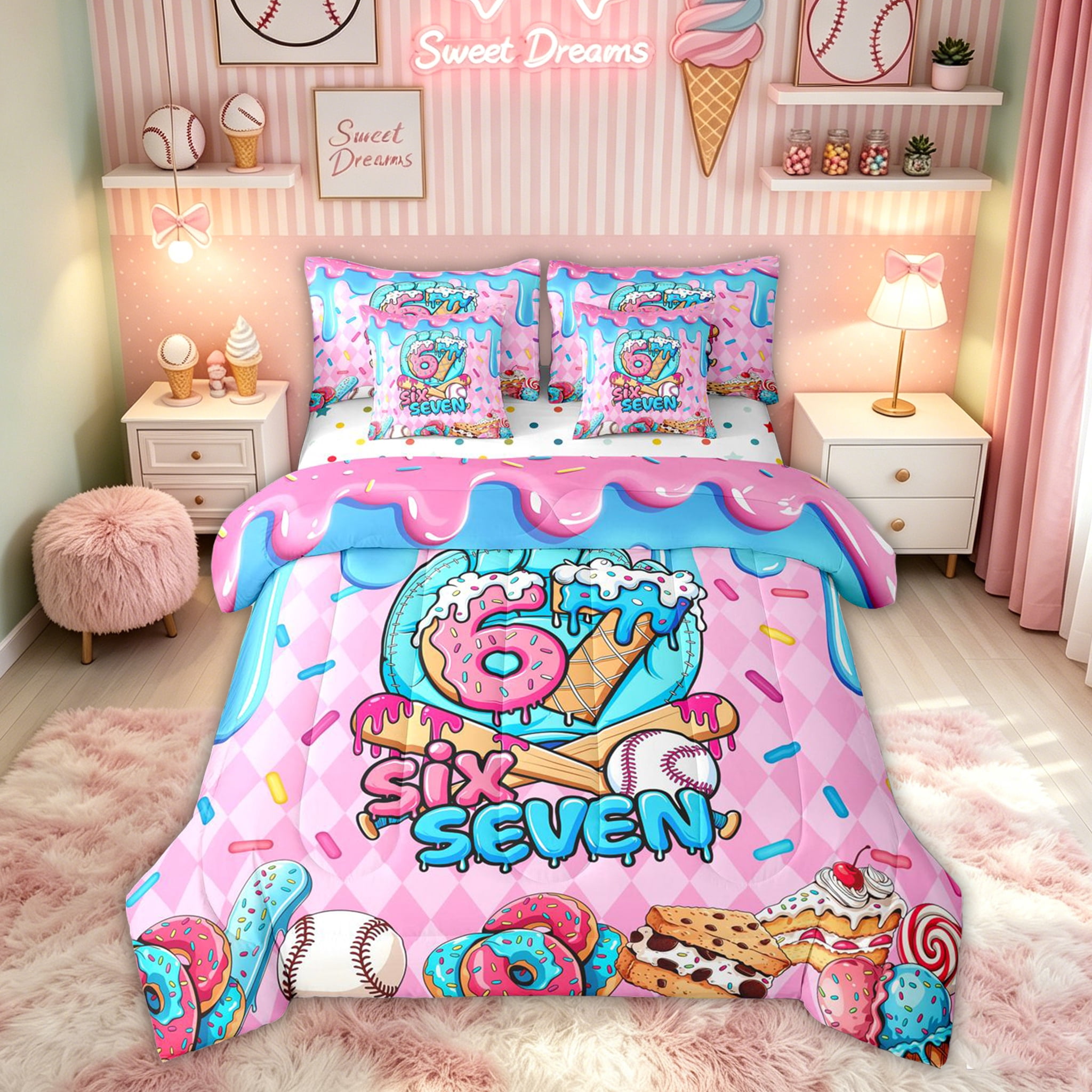 Feelyou Graffiti 67 Number Baseball Twin Bedding for Kids, Sprinkle ...