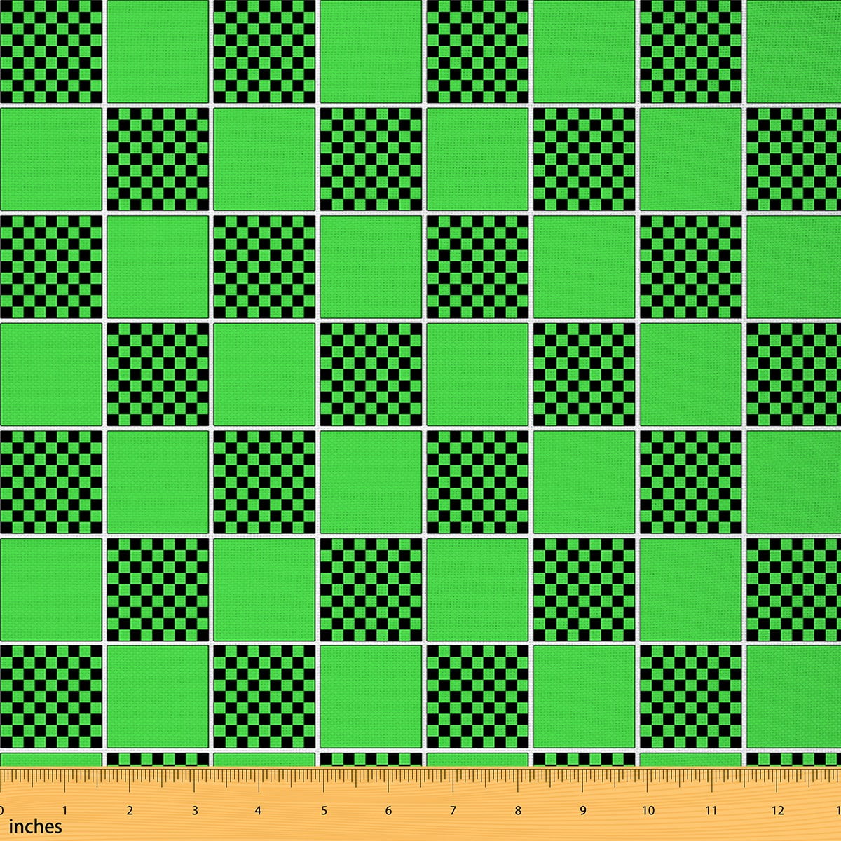 Feelyou Green Checkered Fabric by the Yard 10 Yards, Square Geometry ...