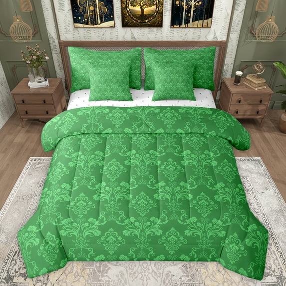 Feelyou Green Damask Floral Twin Bedding Sets 7-Piece, Hippie Tribal ...