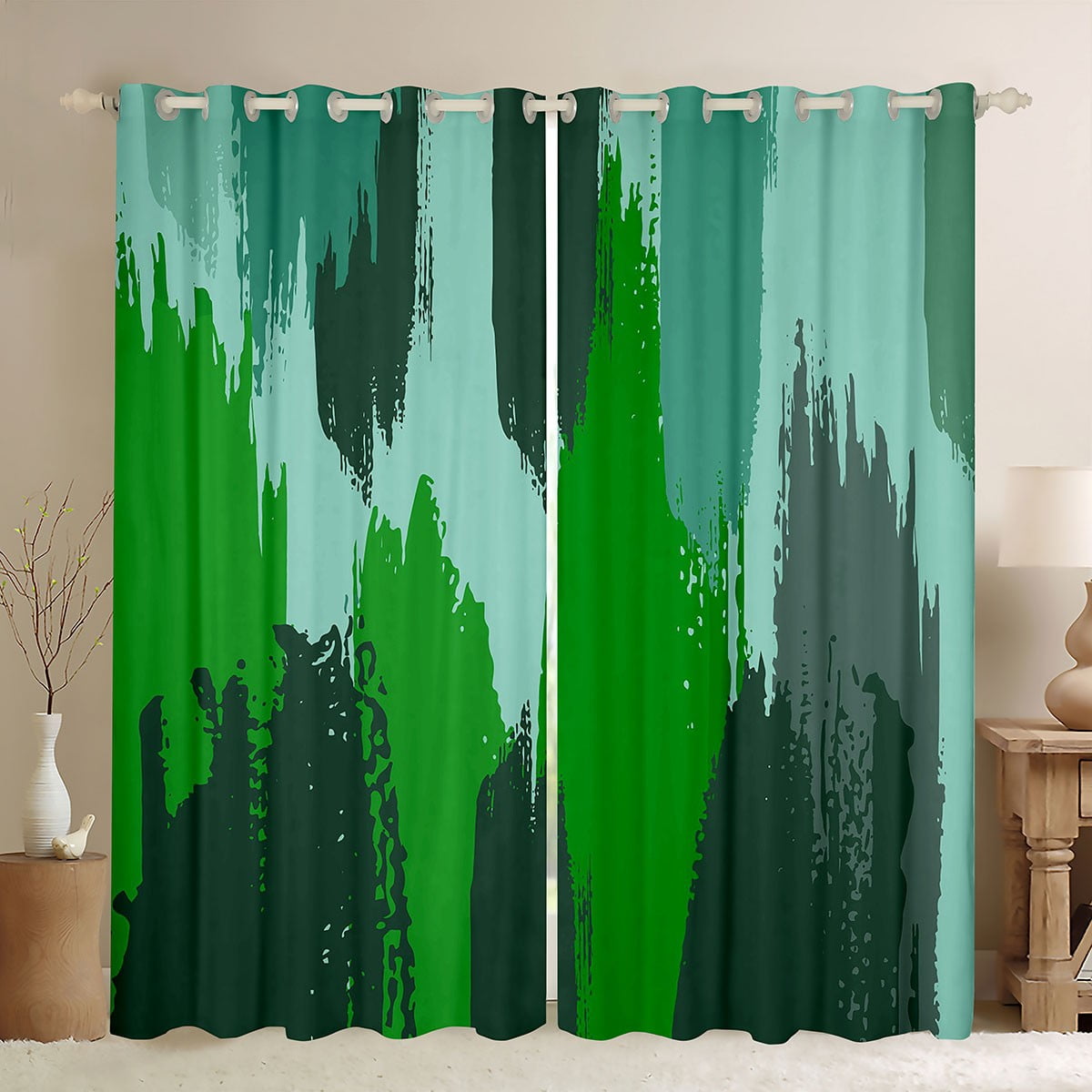 Feelyou Green Ombre Blackout Curtains Set of 2 (52x84 Each ...