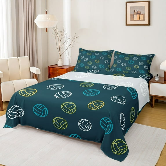 Feelyou Green Volleyball Print Bed Sheets, Ball Sports Lover King ...