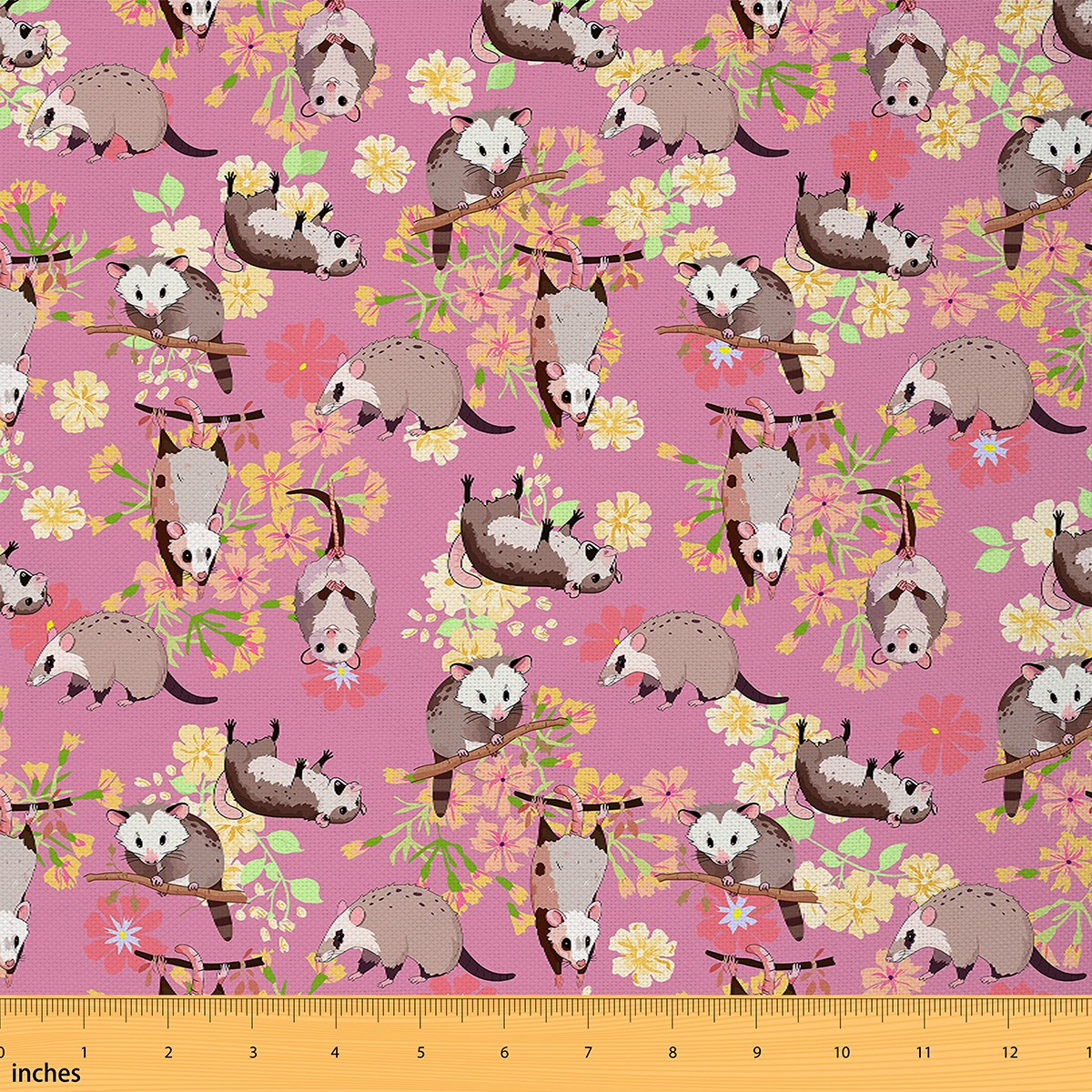 Feelyou Guinea Pig Fabric by the Yard 10 Yards, Vibrant Floral Room ...