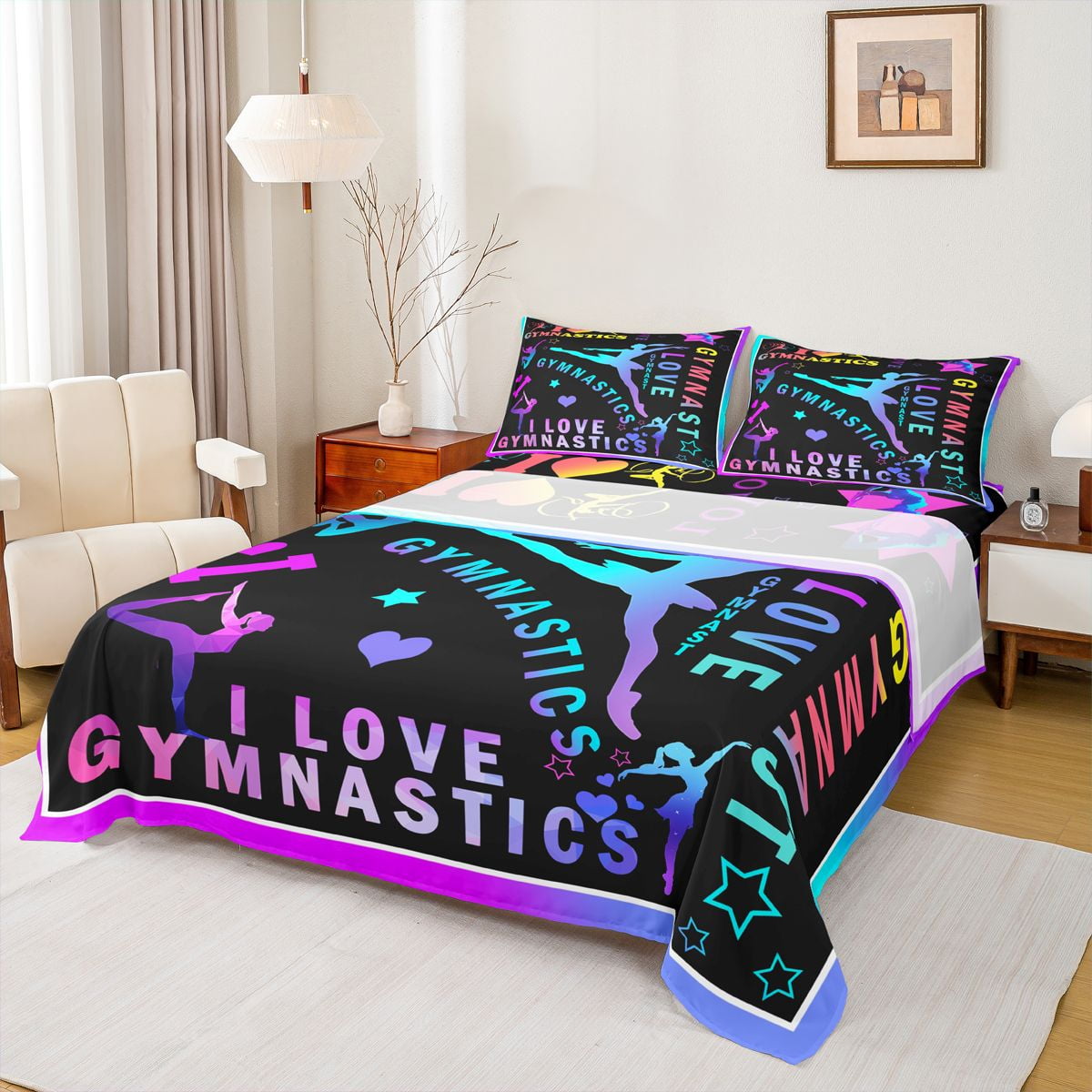 Feelyou Gymnastics Lover Full Size Sheets, Modern Ballet Dance Bed ...