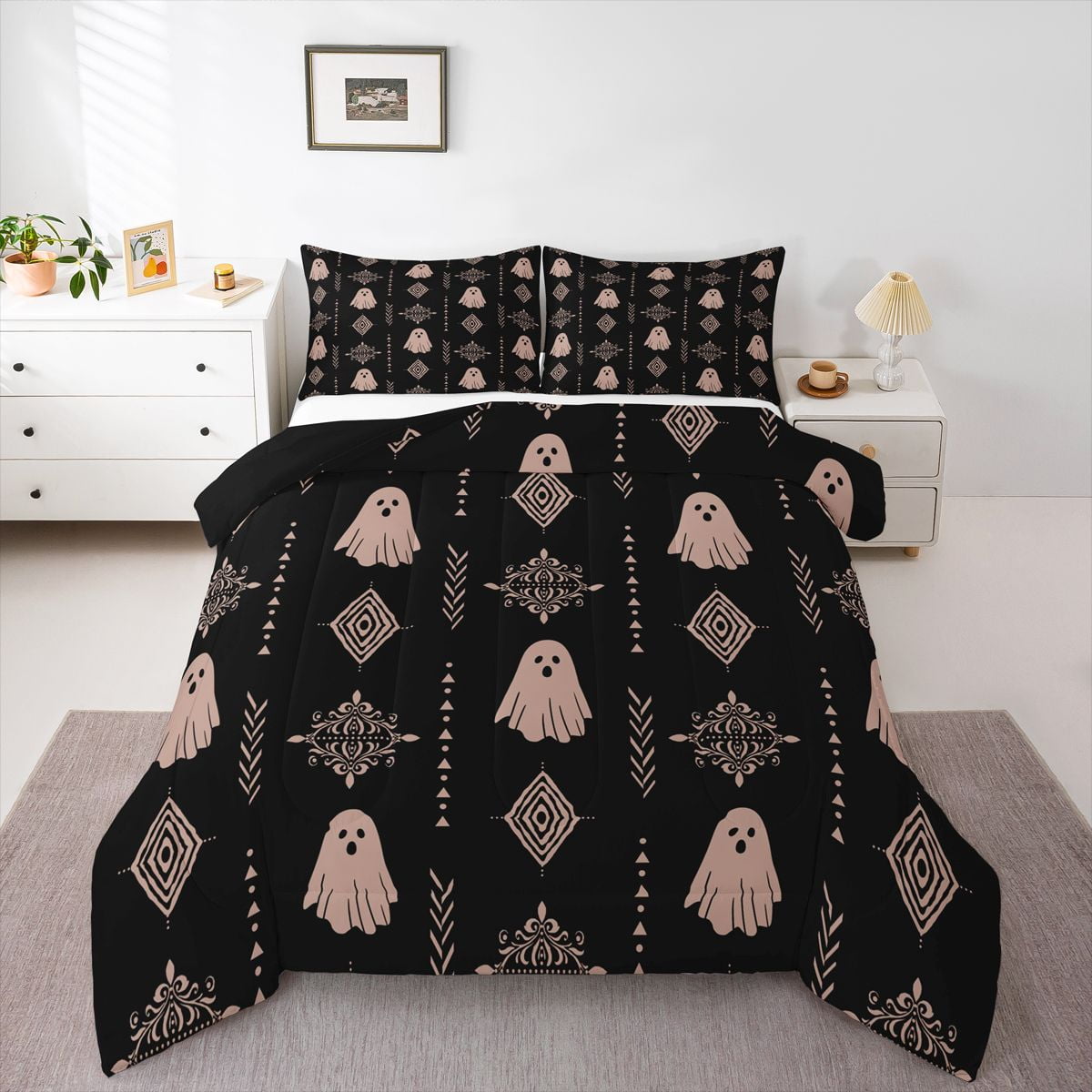 Feelyou Halloween Ghost Kid Queen Comforter Set, Boho Western Aztec ...