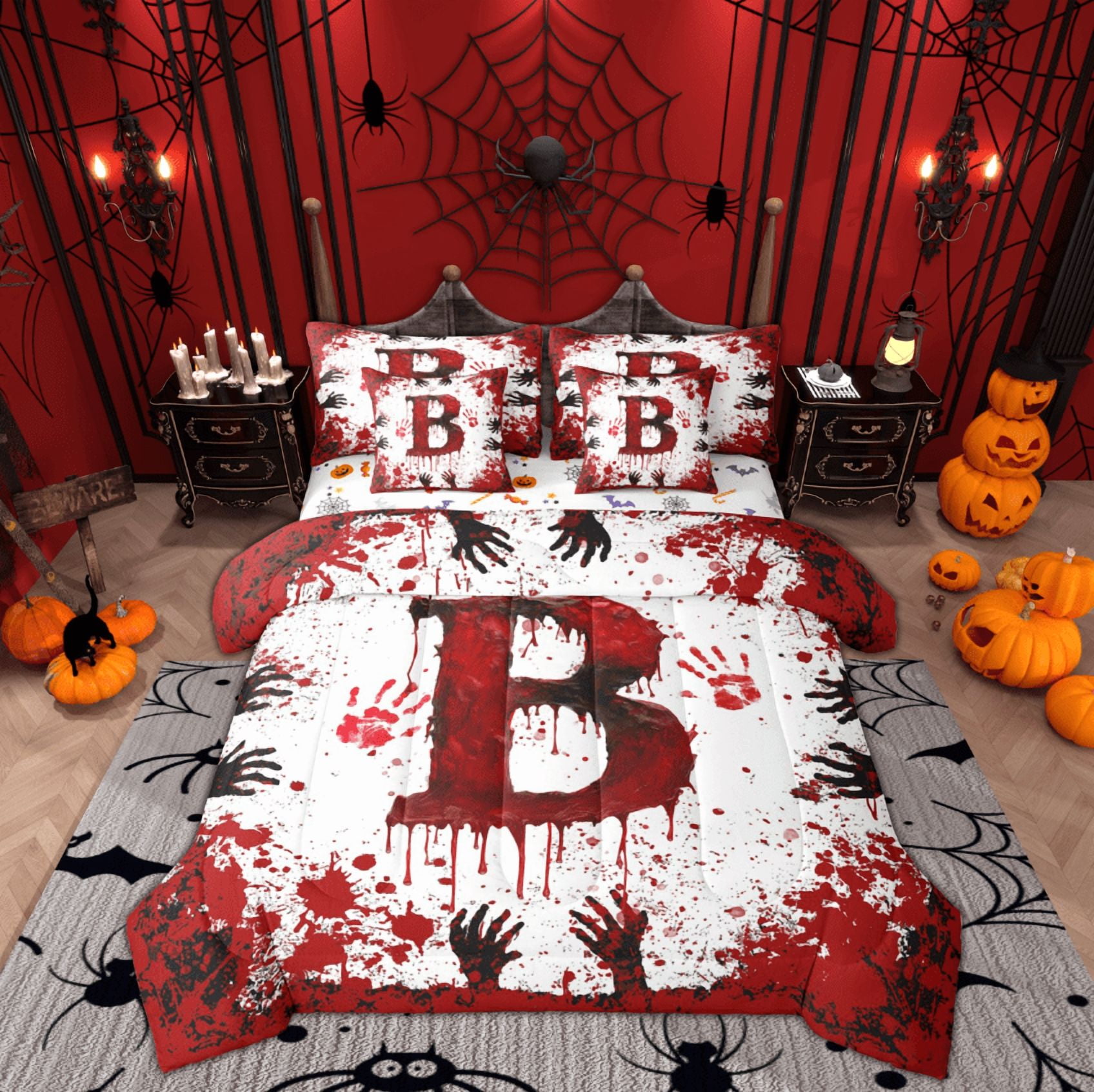 Feelyou Halloween Monogrammed Bedding Comforter Set 7pcs, Initial B ...