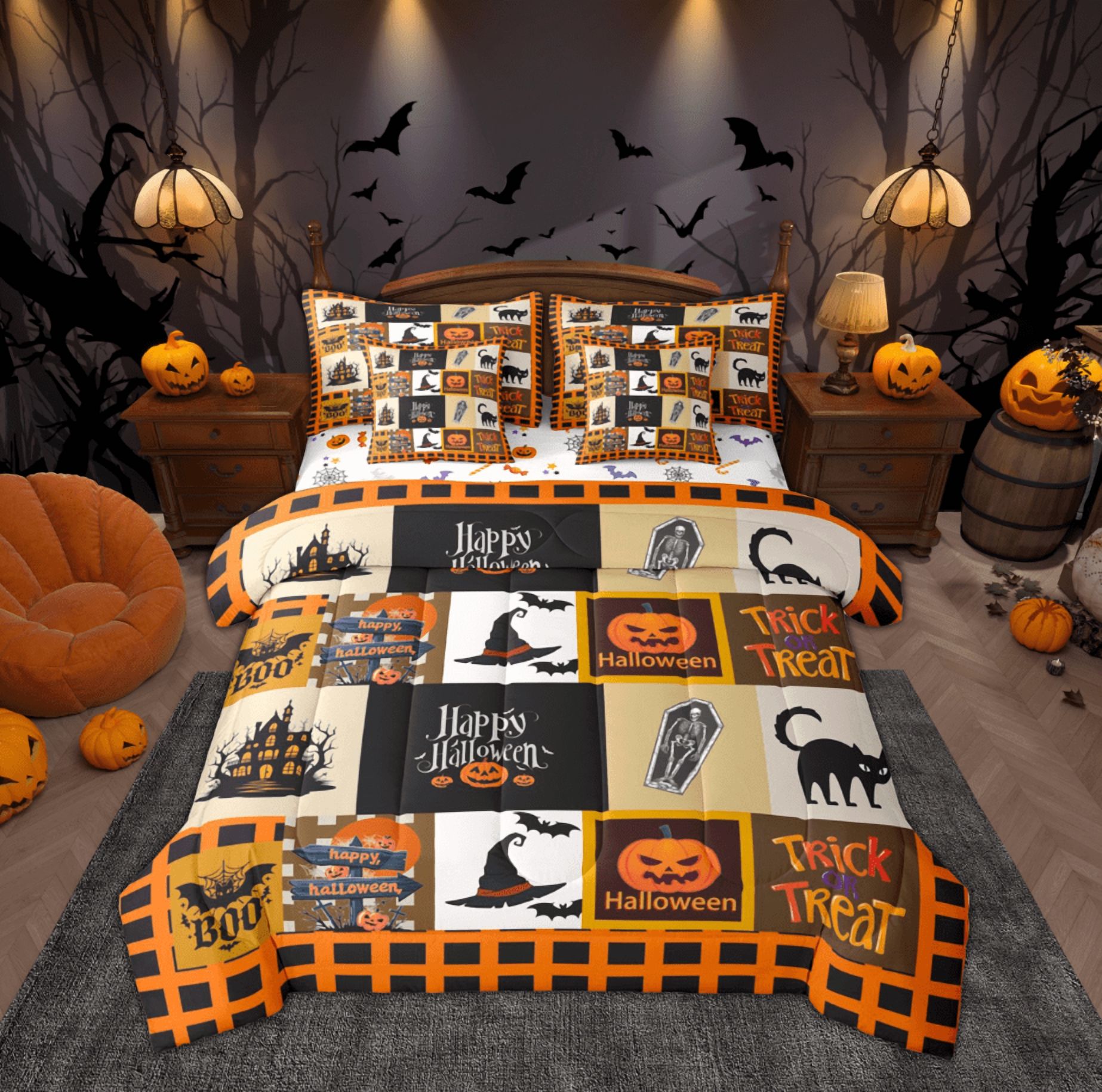 Feelyou Halloween Witch Hat Bedding Comforter Set 7-Piece, Mystic ...