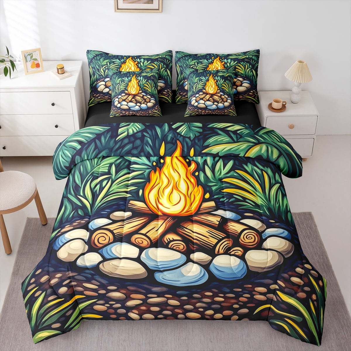 Feelyou Happy Camping Bedding Comforter Set 7pcs for Kids, Rustic ...