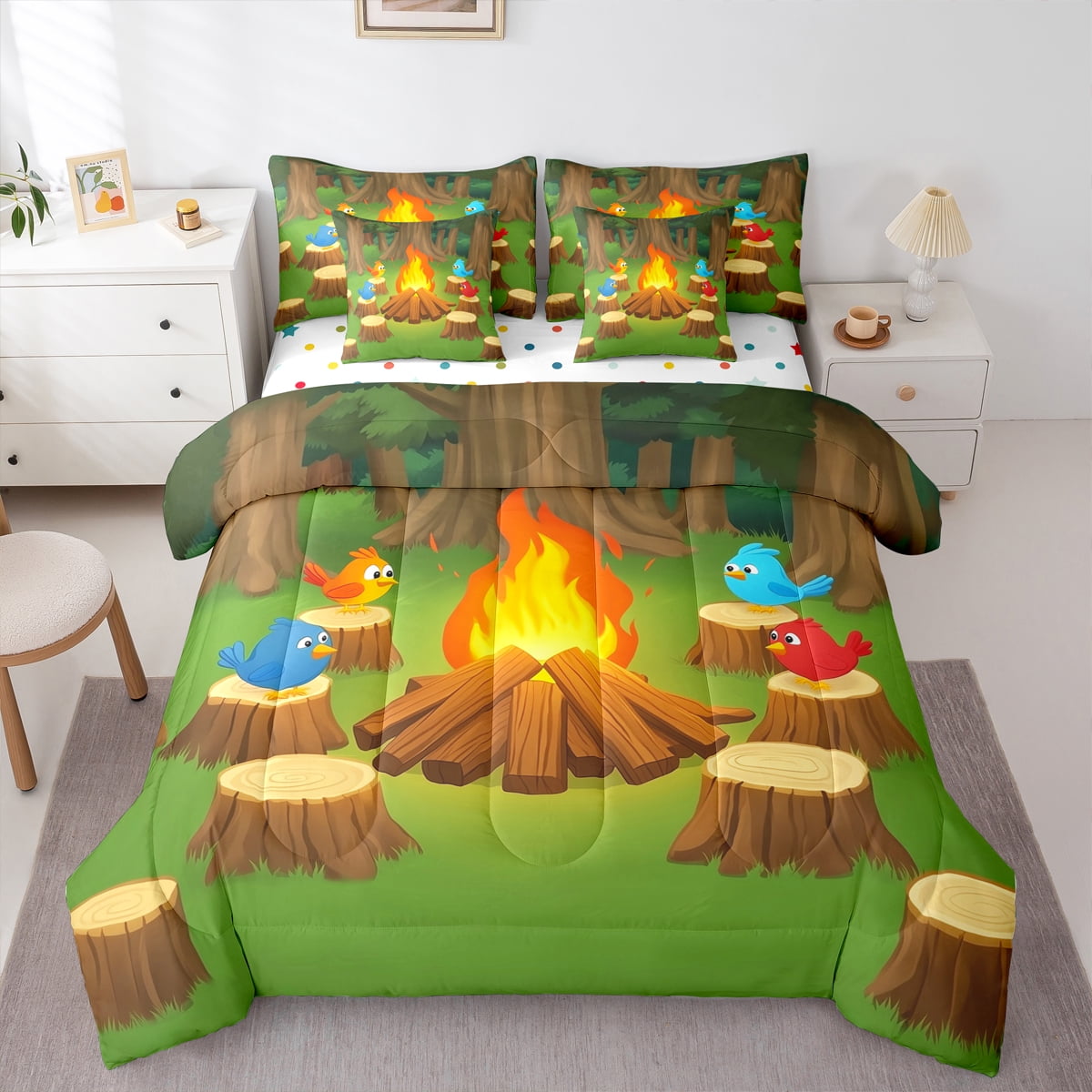 Feelyou Happy Camping Twin Bedding Sets 7-Piece for Kids, Rustic ...