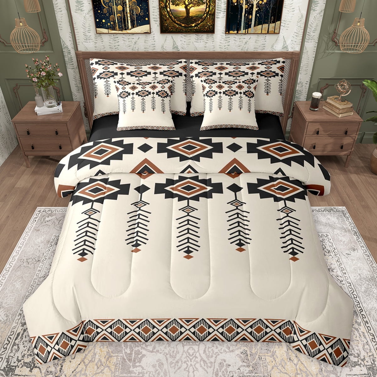 Feelyou Hippie Aztec Triangle Bedding Comforter Set 7pcs, Vintage ...