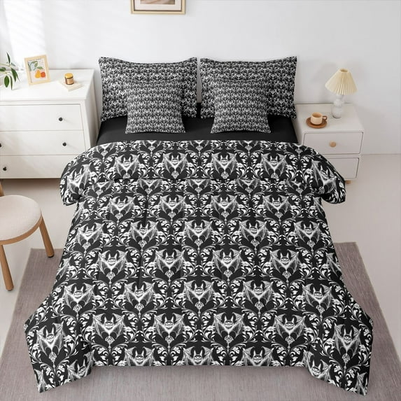 Feelyou Hippie Bat Bedding Comforter Set 7pcs, Mandala Damask Floral ...