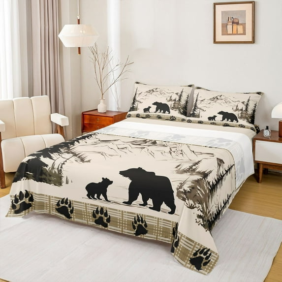 Feelyou Hippie Bear Men Queen Sheet Sets, Cartoon Jungle Animal Flat ...