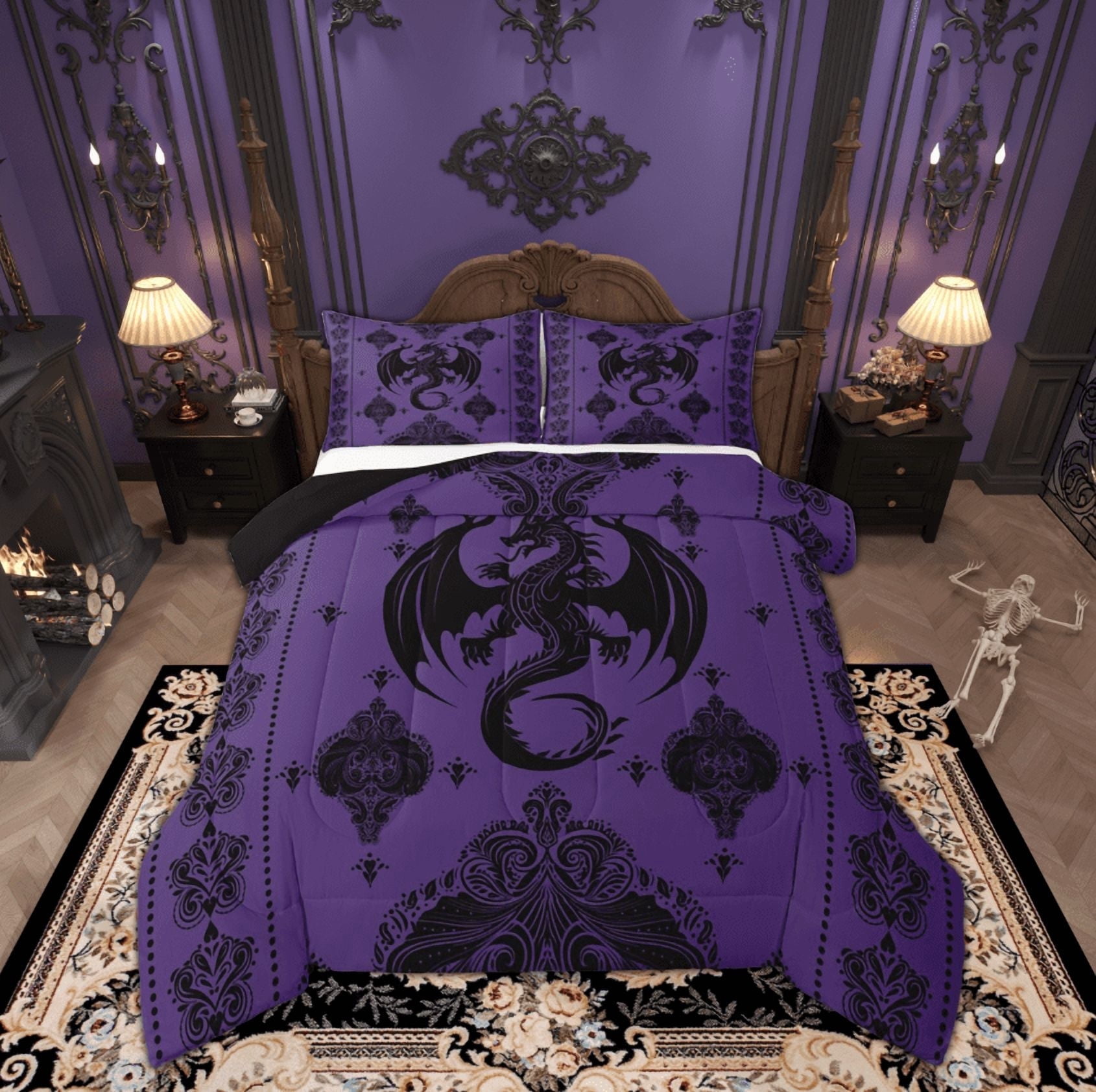 Feelyou Hippie Damask Print Queen Comforter Set, Dreamy Bohemian Flower ...