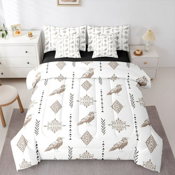 Feelyou Hippie Goth Crow Bedding Comforter Set 7pcs, Mandala Aztec ...