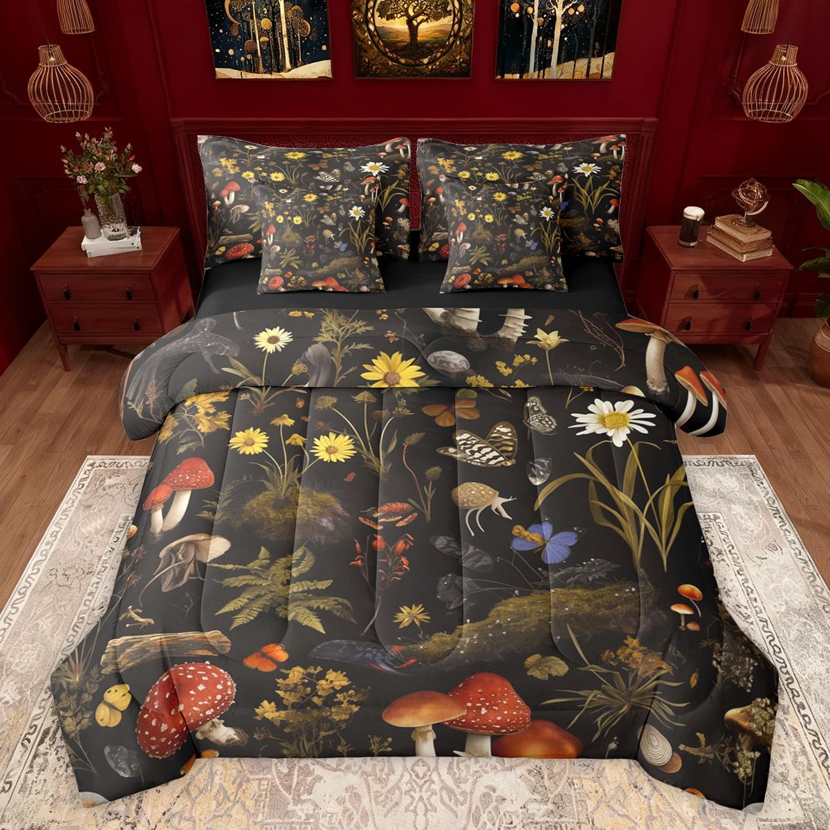 Feelyou Hippie Leaf Botanical Twin Bedding Sets 7-Piece, Cartoon ...