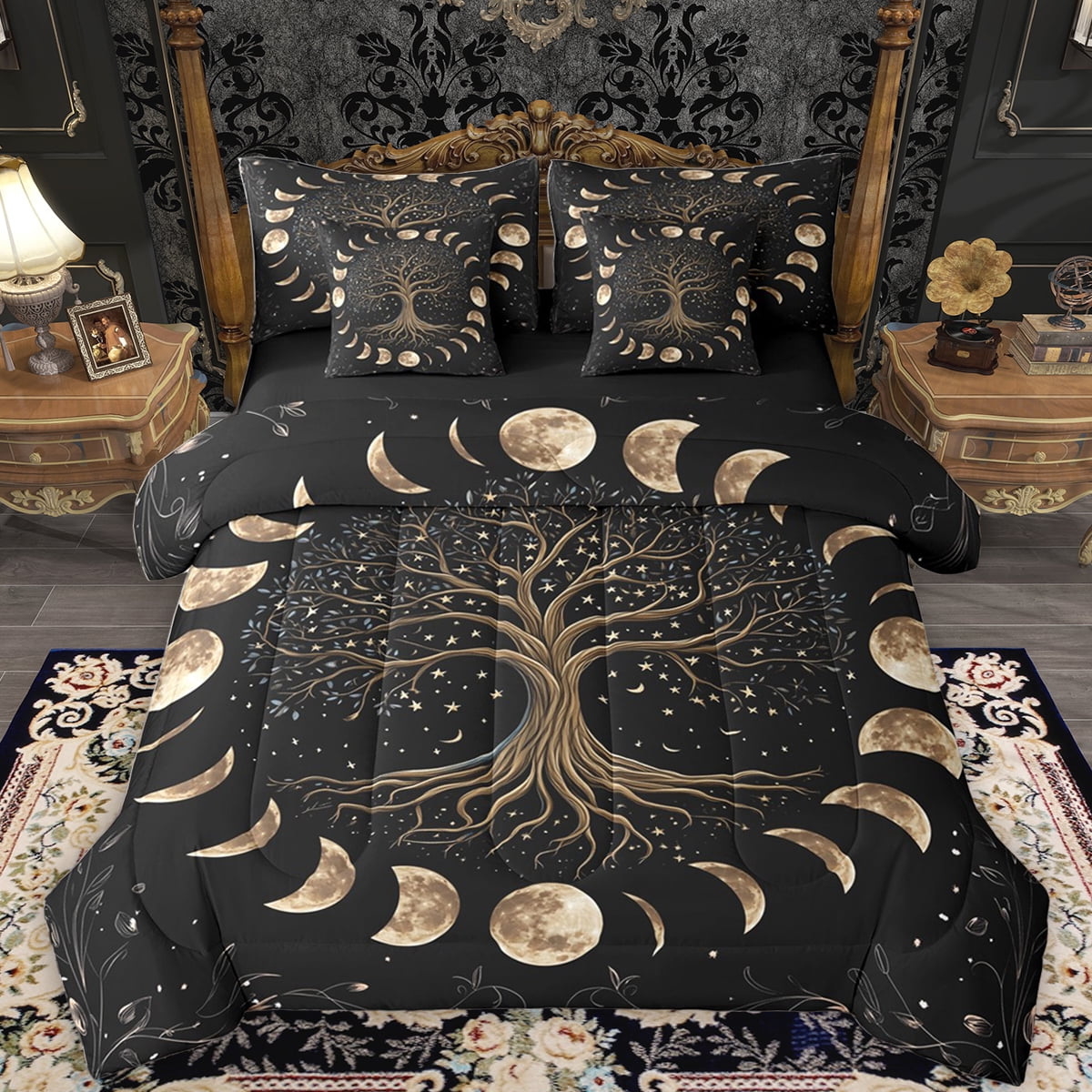 Feelyou Hippie Life Tree Bedding Comforter Set 7pcs, Mystic Stars Moon ...