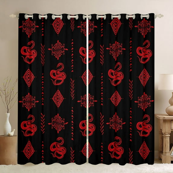 Feelyou Hippie Snake Black Out Curtains, Boho Damask Aztec Curtains ...