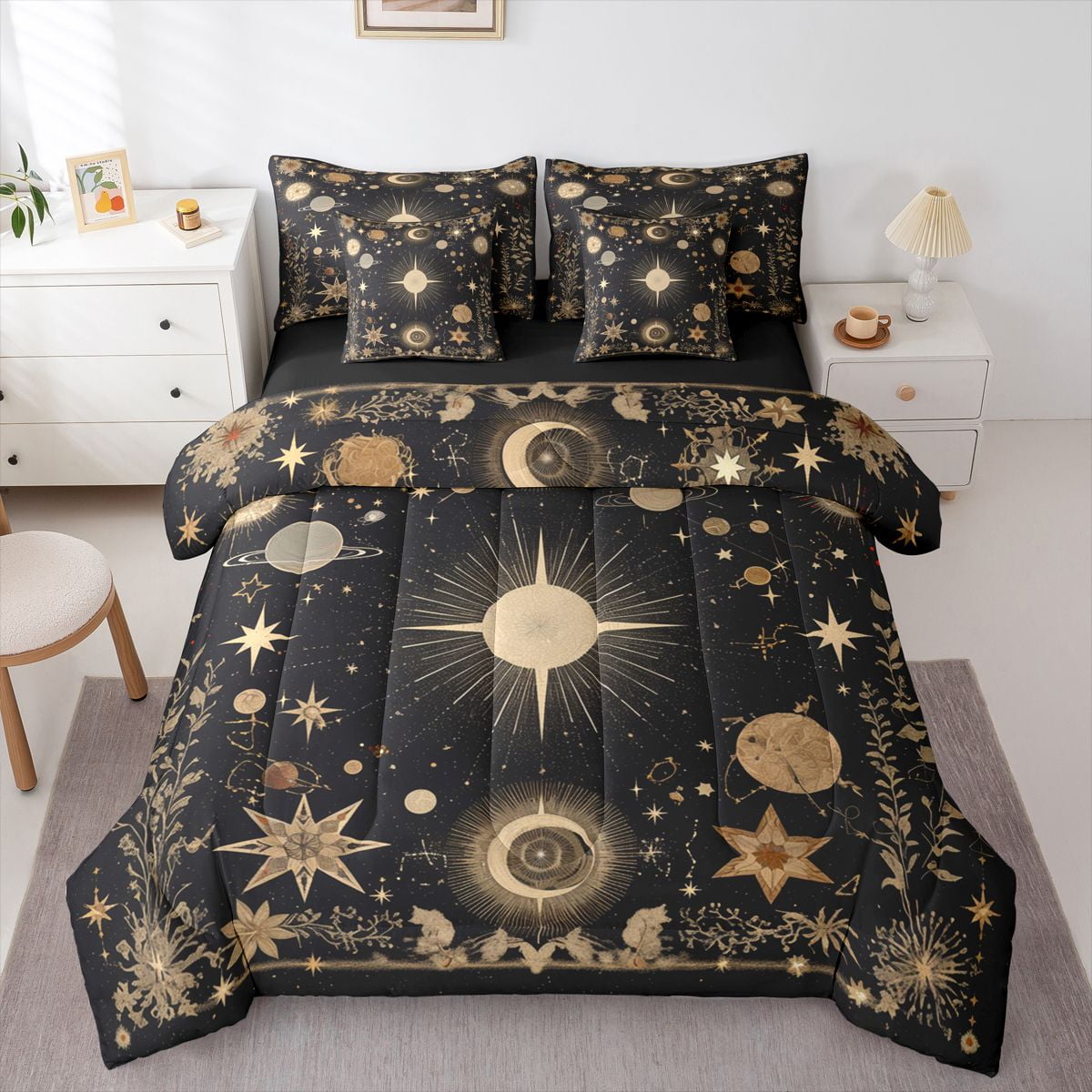 Feelyou Hippie Sun Moon Bedding Comforter Set 7pcs, Dreamy Western ...