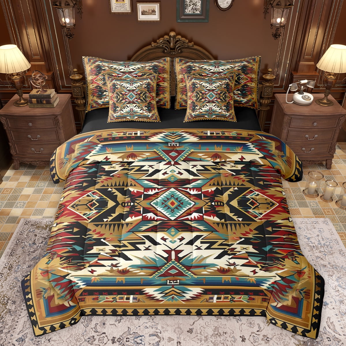 Feelyou Hippie Tribal Aztec Bedding Comforter Set 7pcs, Retro Boho ...