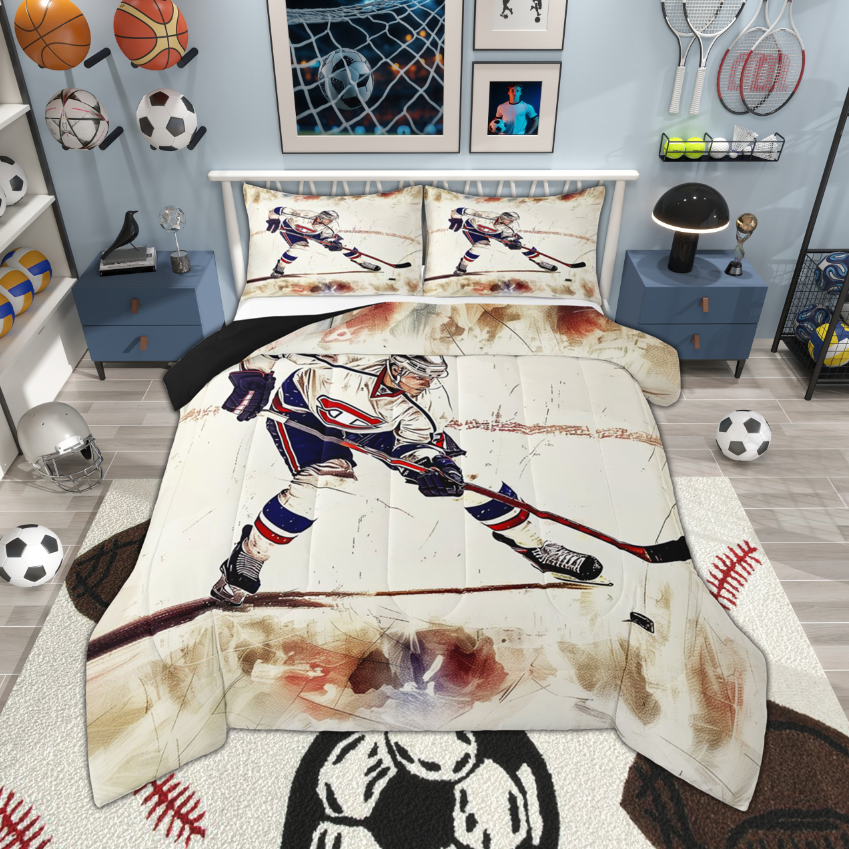 Feelyou Hockey Player King Size Comforter Sets for Boys, Ice Hockey ...