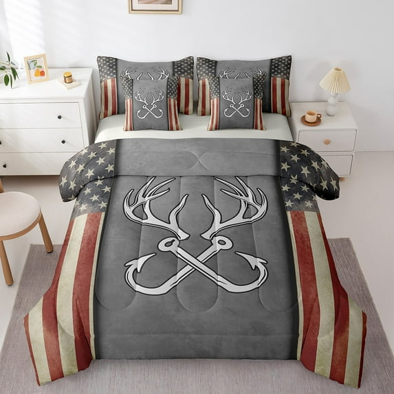 Feelyou Hunting and Fishing Bedding Comforter Set 7pcs, Western Rustic ...