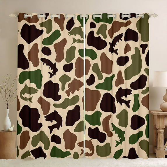 Feelyou Hunting and Fishing Curtains Pack of 2 (52x84 Each), Pike Fish ...
