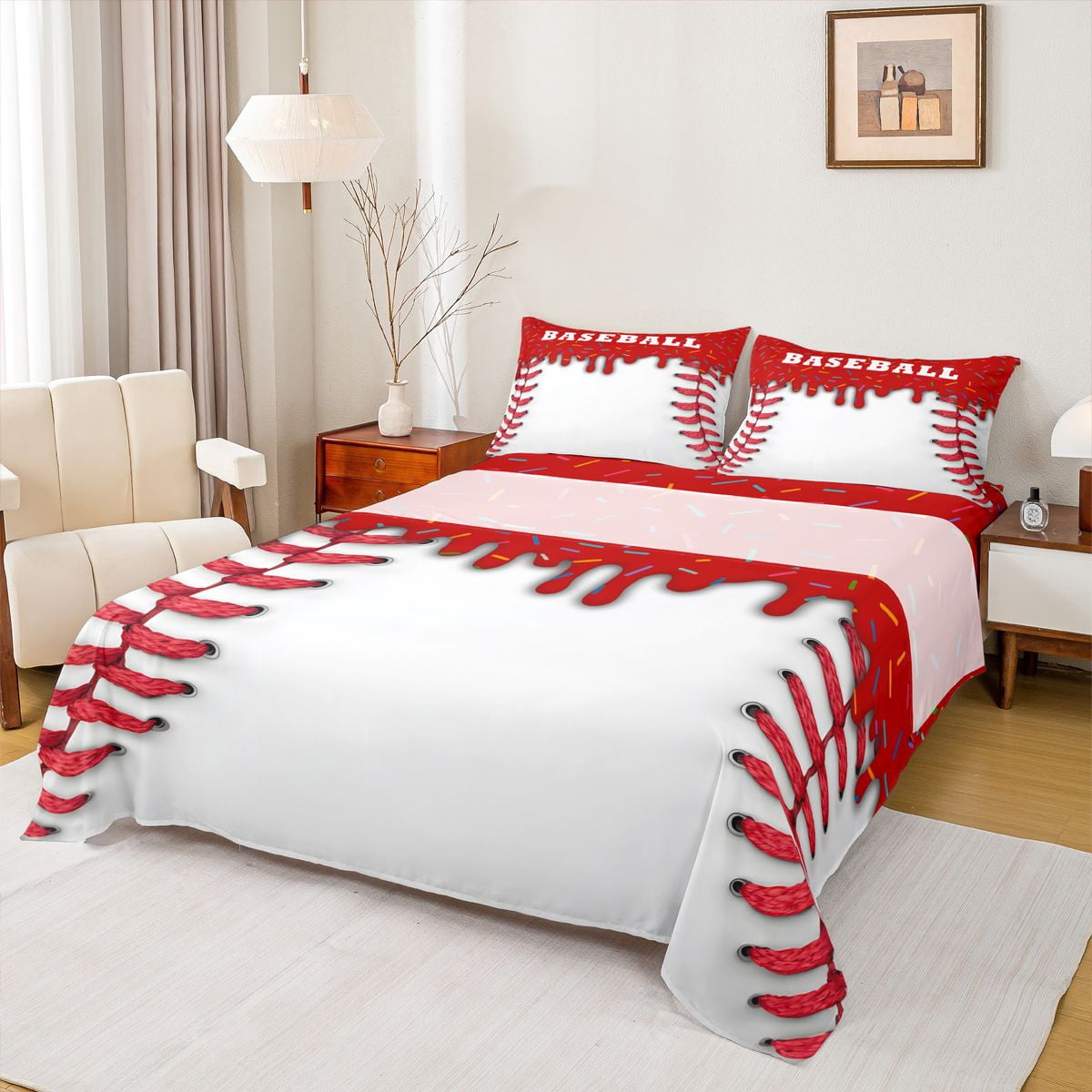 Feelyou Ice Cream Baseball Bed Sheets for Kids, Candy Sprinkle Dripping ...
