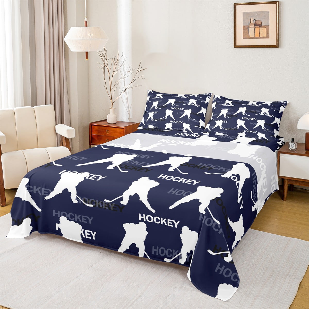 Feelyou Ice Hockey Lover Kids Twin Sheet Sets, Modern Ball Athlete Twin ...