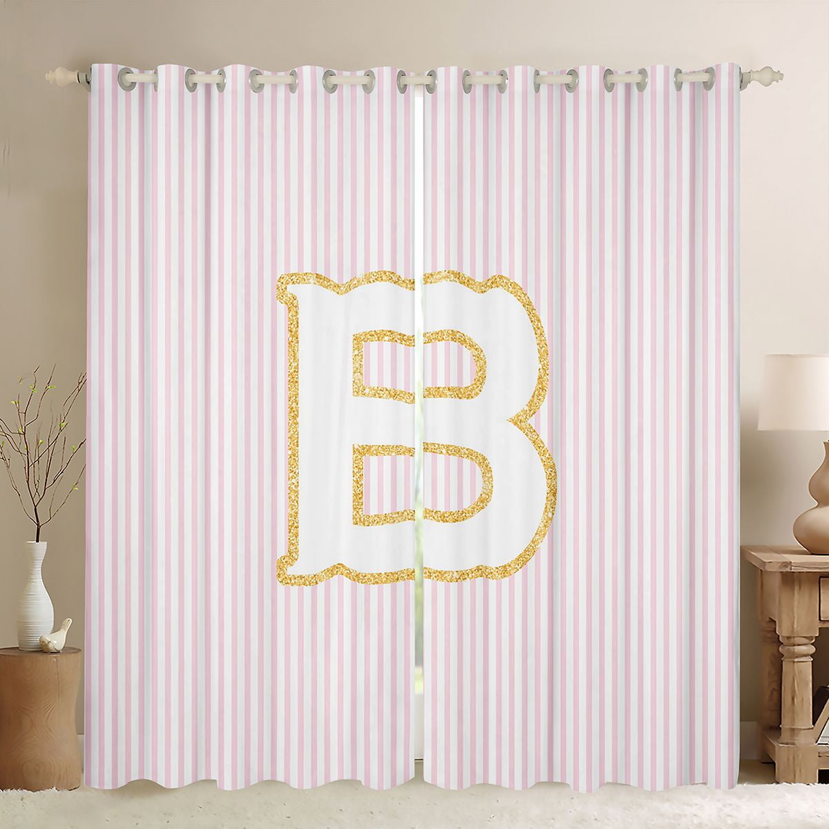 Feelyou Initial B Letter Blackout Curtains Set of 2 (52x84 Each) for ...