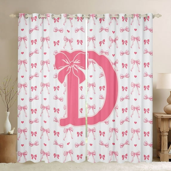 Feelyou Initial D Black Out Curtains, Pink Bowknot Curtains Pack of 2 ...