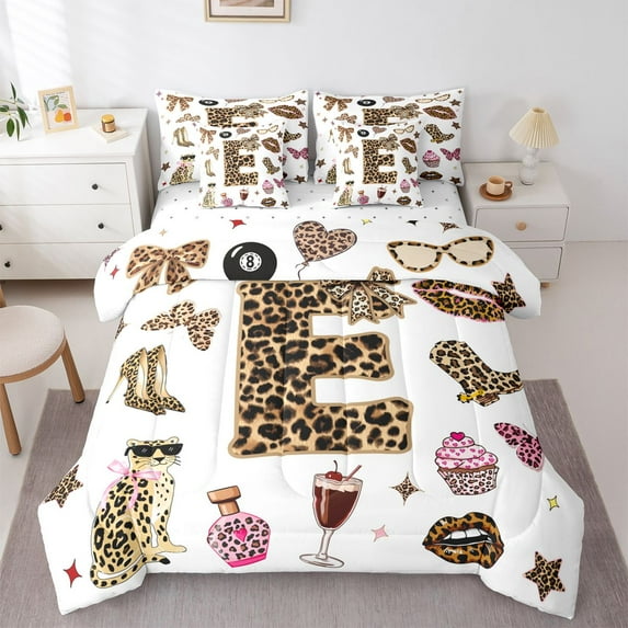Feelyou Initial E Bedding Comforter Set 7pcs, Fashion Leopard Print ...