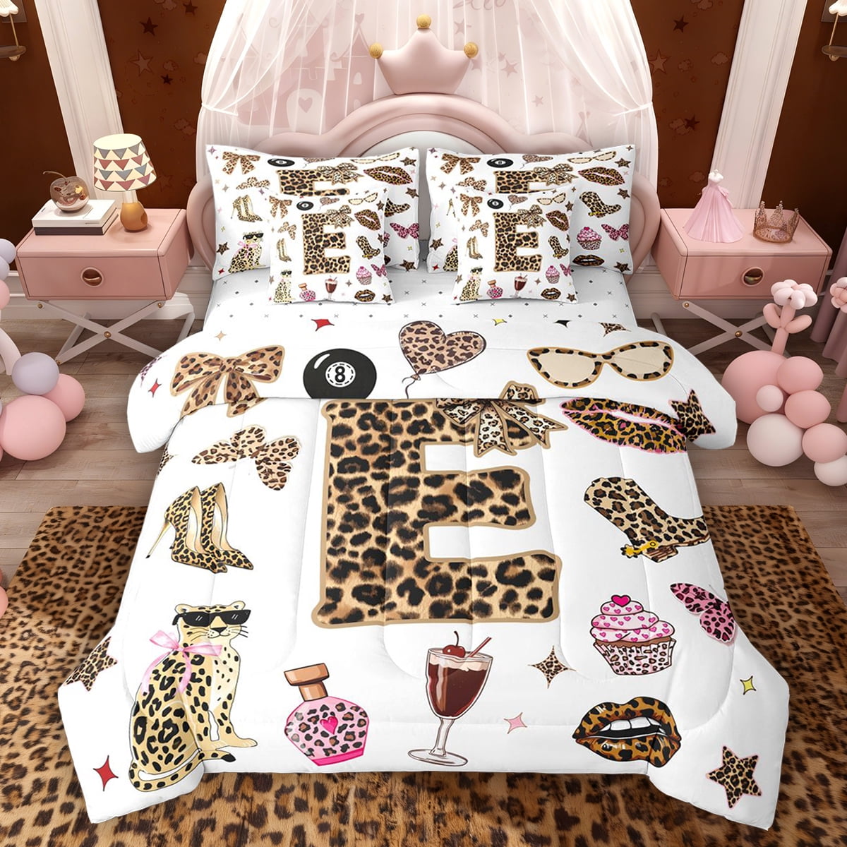Feelyou Initial E Bedding Comforter Set 7pcs, Fashion Leopard Print ...