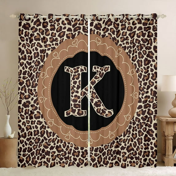 Feelyou Initial K Curtains Pack of 2 (52x84 Each), Cheetah Leopard ...