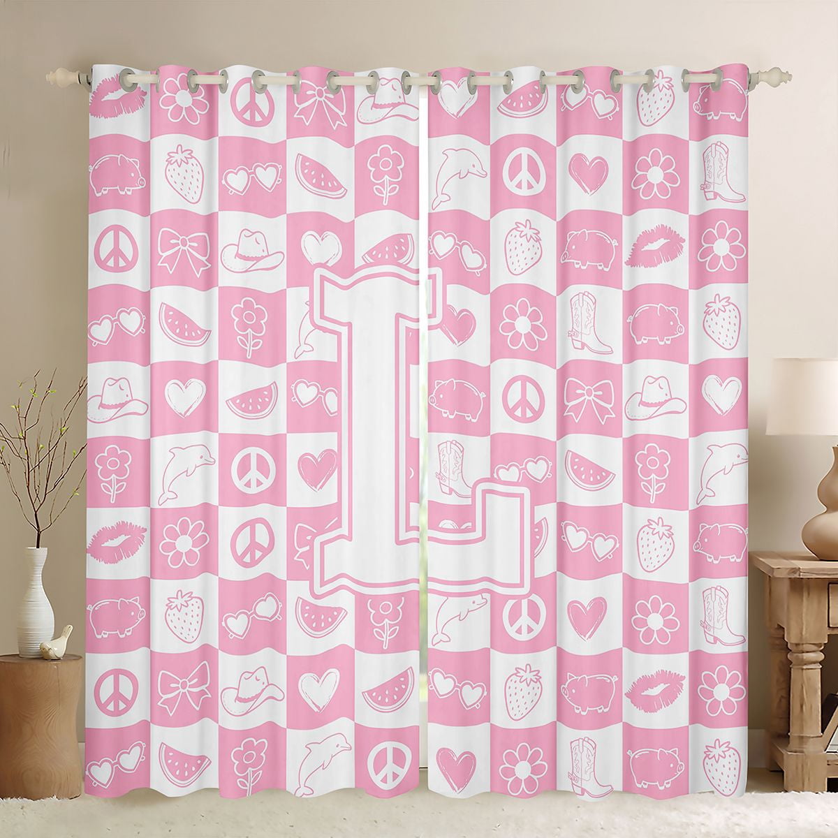 Feelyou Initial L Letter Curtains Pack of 2 (42x84 Each) for Teens ...