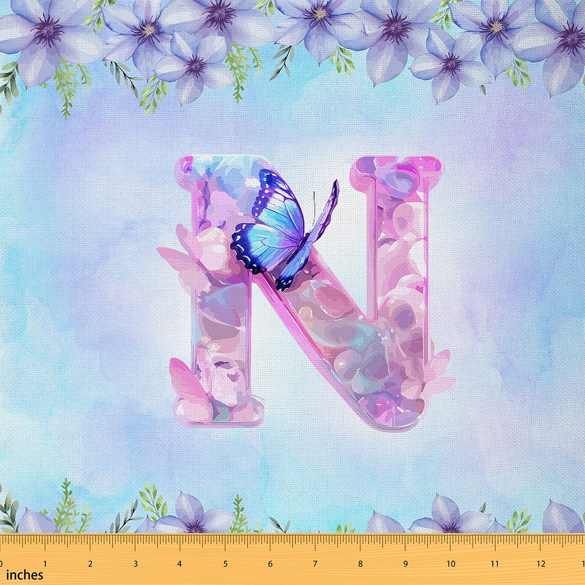 Feelyou Initial Letter N Fabric by the Yard 10 Yards, Pink Princess ...