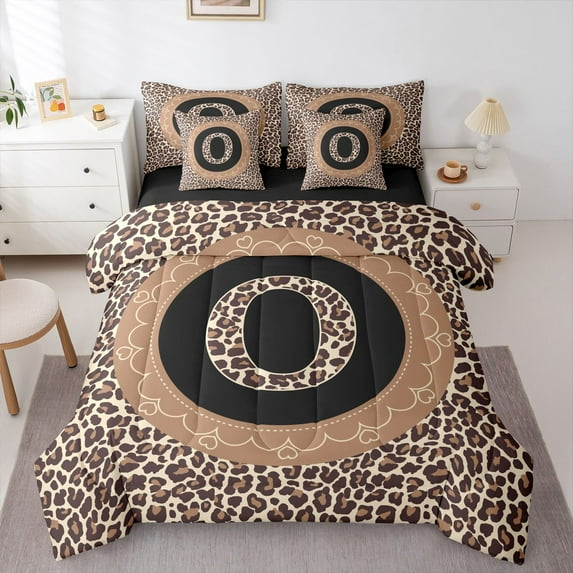Feelyou Initial O Kid Bedding Comforter Set 7pcs, Cheetah Leopard Print ...