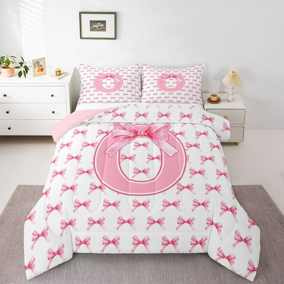 Feelyou Initial O Letter Full Size Comforter Sets, Bowknot Bedding Sets ...