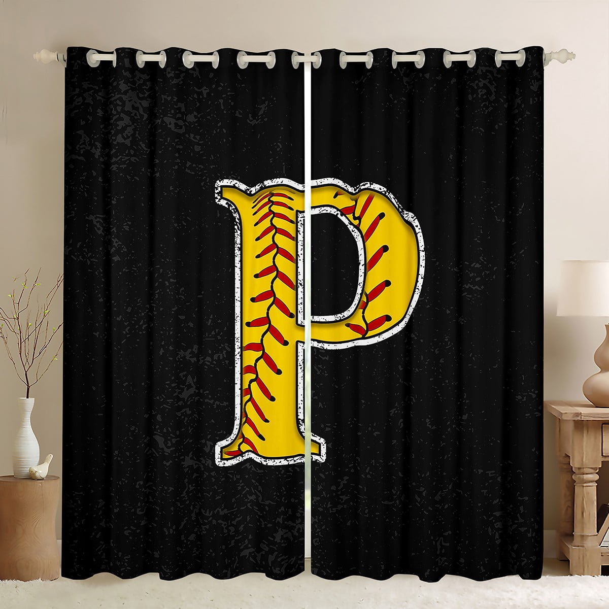 Feelyou Initial P Letter Curtains Pack of 2 (42x84 Each) for Kid ...