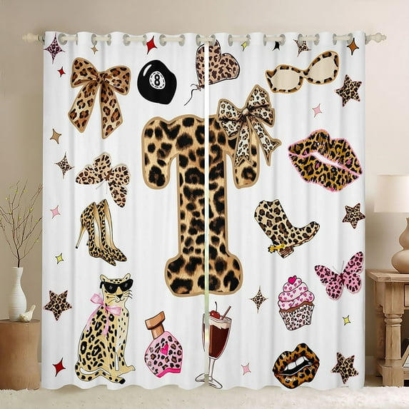 Feelyou Initial T Letter Curtains Pack of 2 (52x84 Each), Girl White ...